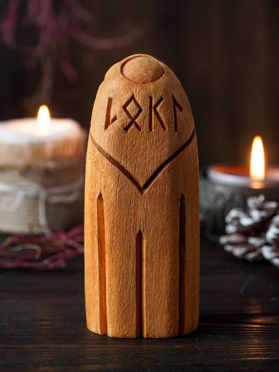 Loki Norse god statue, Loki wooden statue, paganism carvings, Asatru ...