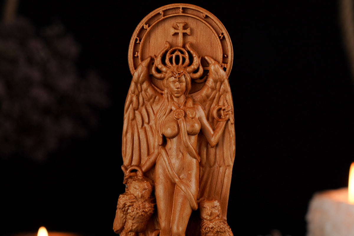 Lilith Wicca Goddess, Astaroth statue, Inanna wooden figure, wicca alt ...