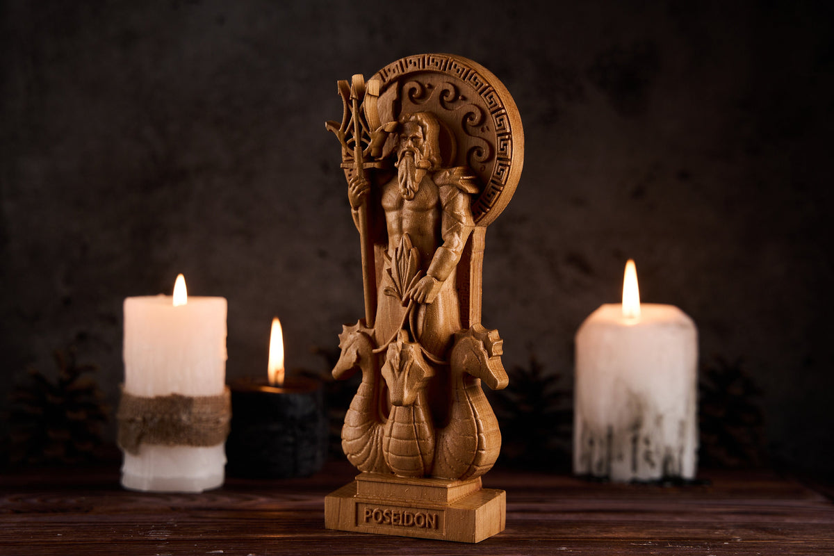 Poseidon statue, Poseidon Greek statue, Greek god, pagan statue, pagan ...