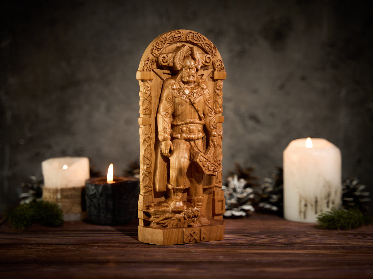 Thor Norse statue, Thor altar statue, Norse mythology, pagan altar, no ...